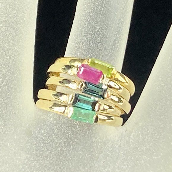 Handmade | Jewelry | 4k Yellow Gold Natural Baguette Cut Solitaire Gemstone Stackable Ring Jr767 ...